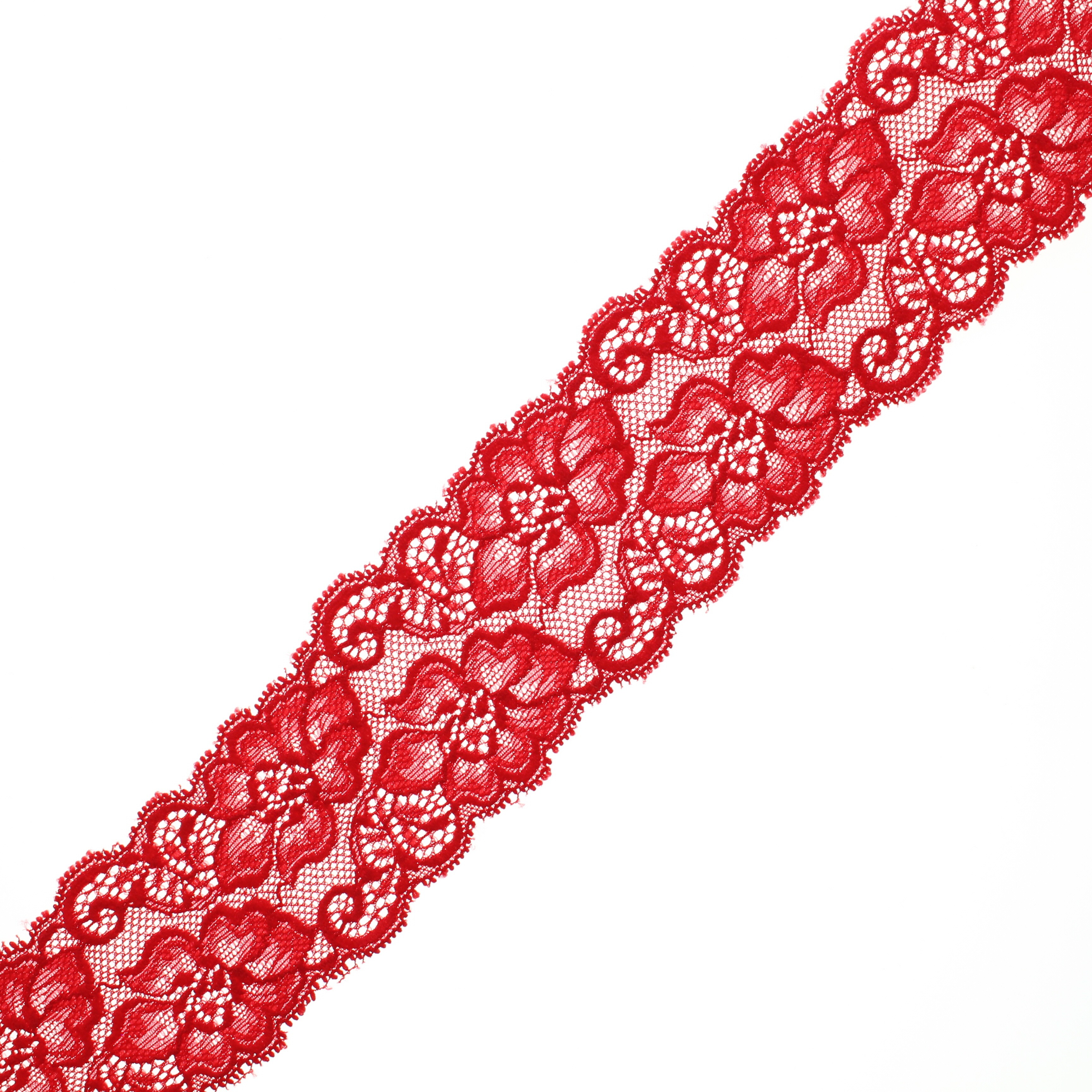 Dentelle élastique 60 mm Eriya - rouge - Ma Petite Mercerie