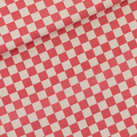 Tissu See you at six - Toile de coton sergé Checkers - rose