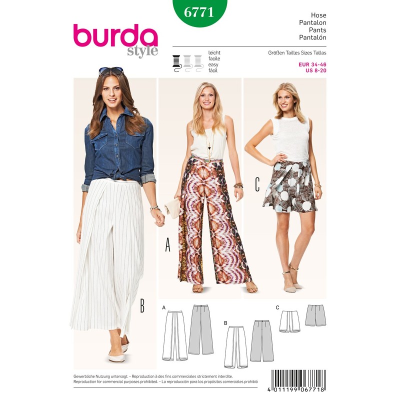 Patron Femme Pantalon Burda n°6771